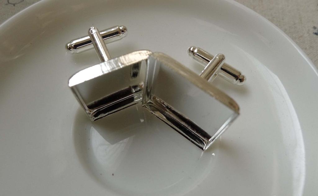 10 pcs Silver Cuff Links Cufflinks With Square 20mm Bezel A6161 ...