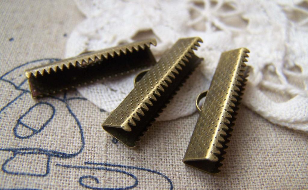 50 pcs Antique Bronze Ribbon End Clamps Fasteners Clasp 25mm A2780 ...
