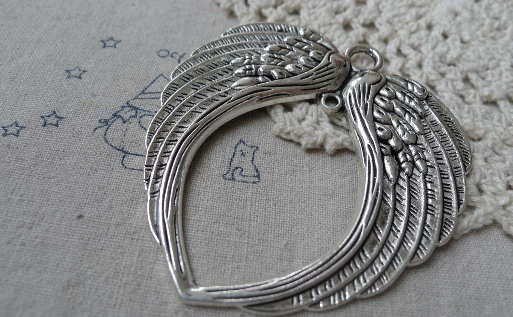 2 pcs Large Angel Wings Charms Connectors Antique Silver Pendants A785 ...