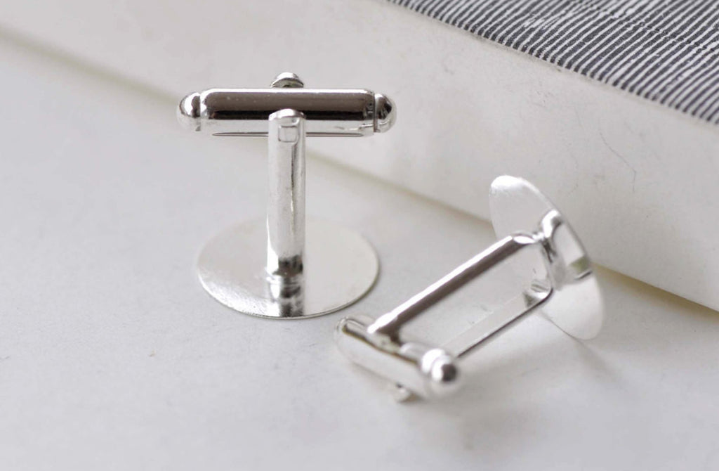 Silver Cuff Link Cufflink Blanks 15mm Pad Set of 10 (5 Pairs) A7938 ...
