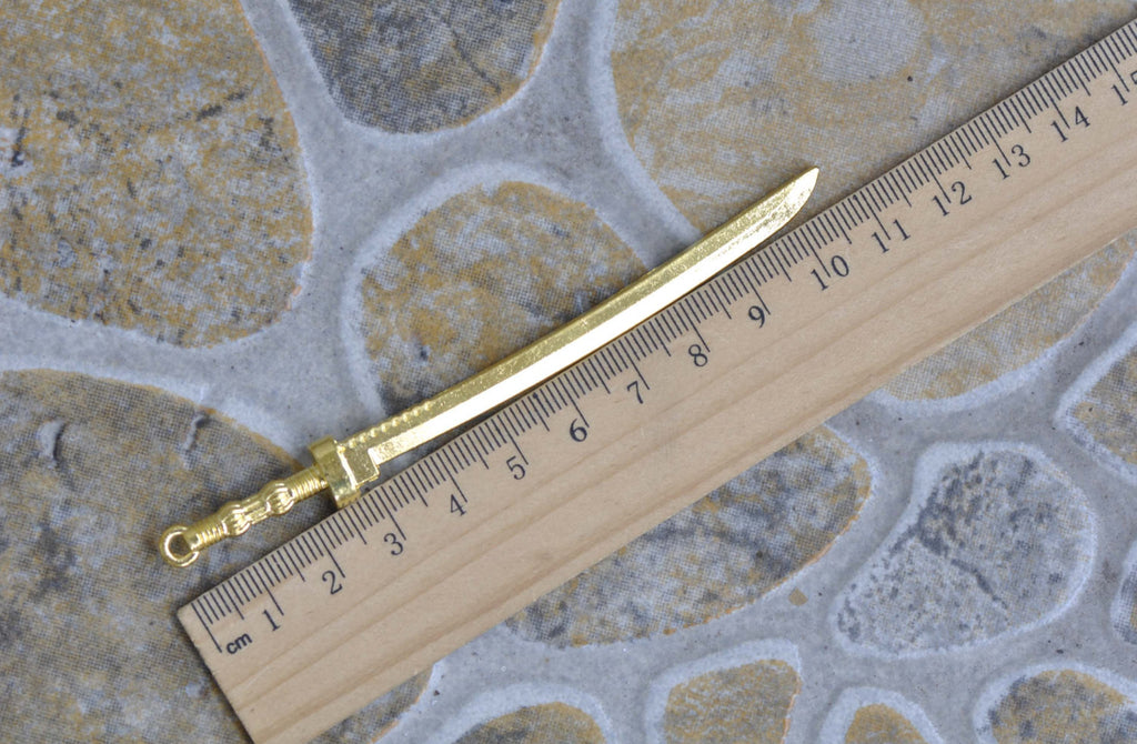 Gold Japanese Blade Katana Sword Charms 10x108mm Set of 5 A7964 ...