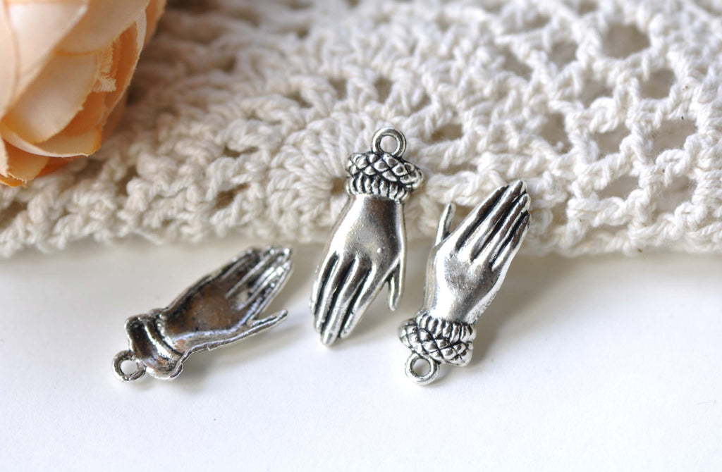 Antique Silver Elegant Lady Hand Charms 10x26mm Set of 20 A8254 ...